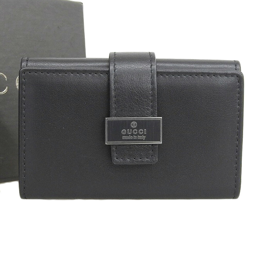 Gucci Logo Leather Key Case Black - Gem